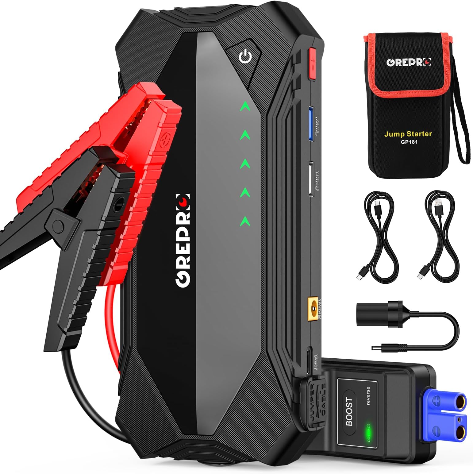 GREPRO Jump Starter Power Pack (Up to 10.0L Gas, 8.0L Diesel), Car ...