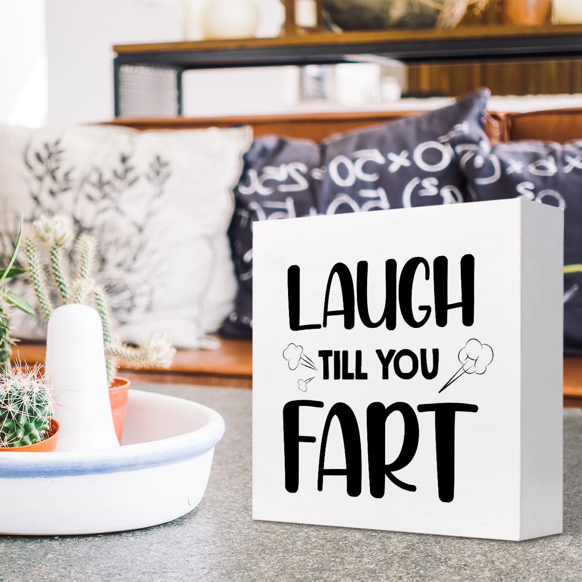 Snapklik.com : Funny Bathroom Wooden Box Sign,Humorous Bathroom Block ...