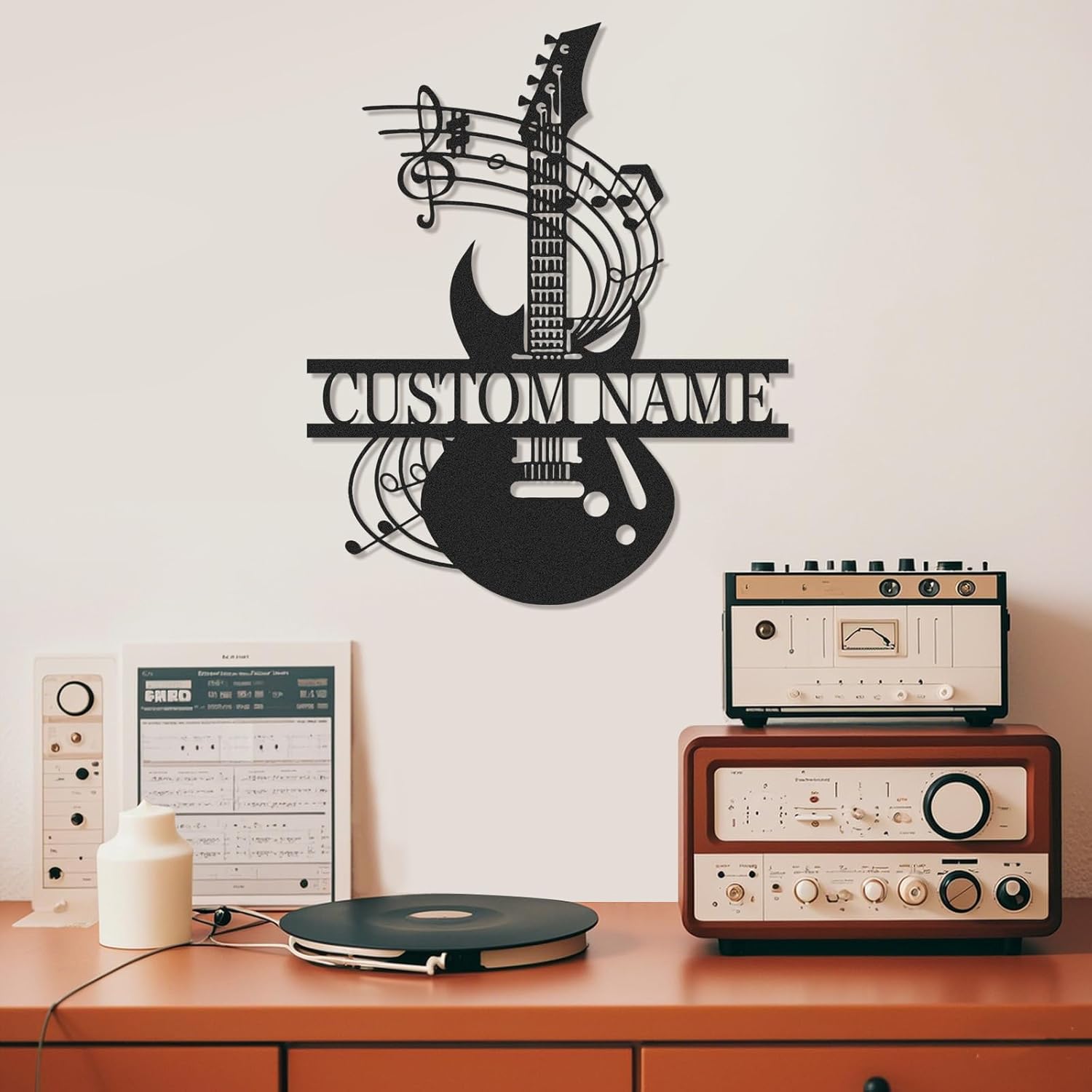 Personalized Guitar Metal Sign, Metal Signs Customized, Musical Note ...