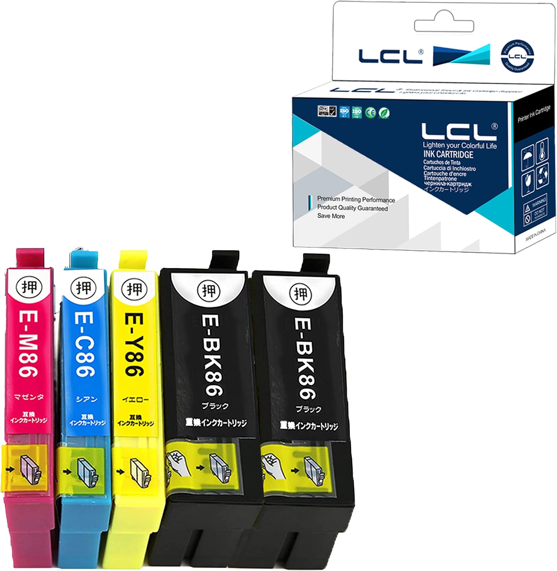 Amazon.co.jp: LCL EPSON用 エプソン用 IC84 IC4CL84 ICBK84 ICC84 ICM84 ICY84 大容量 (4色セット ブラック シアン マゼンタ ...
