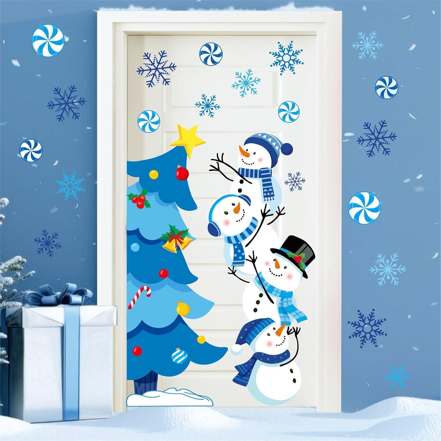 Amazon.com: JarThenaAMCS Winter Door Stickers Christmas Tree Snowman ...