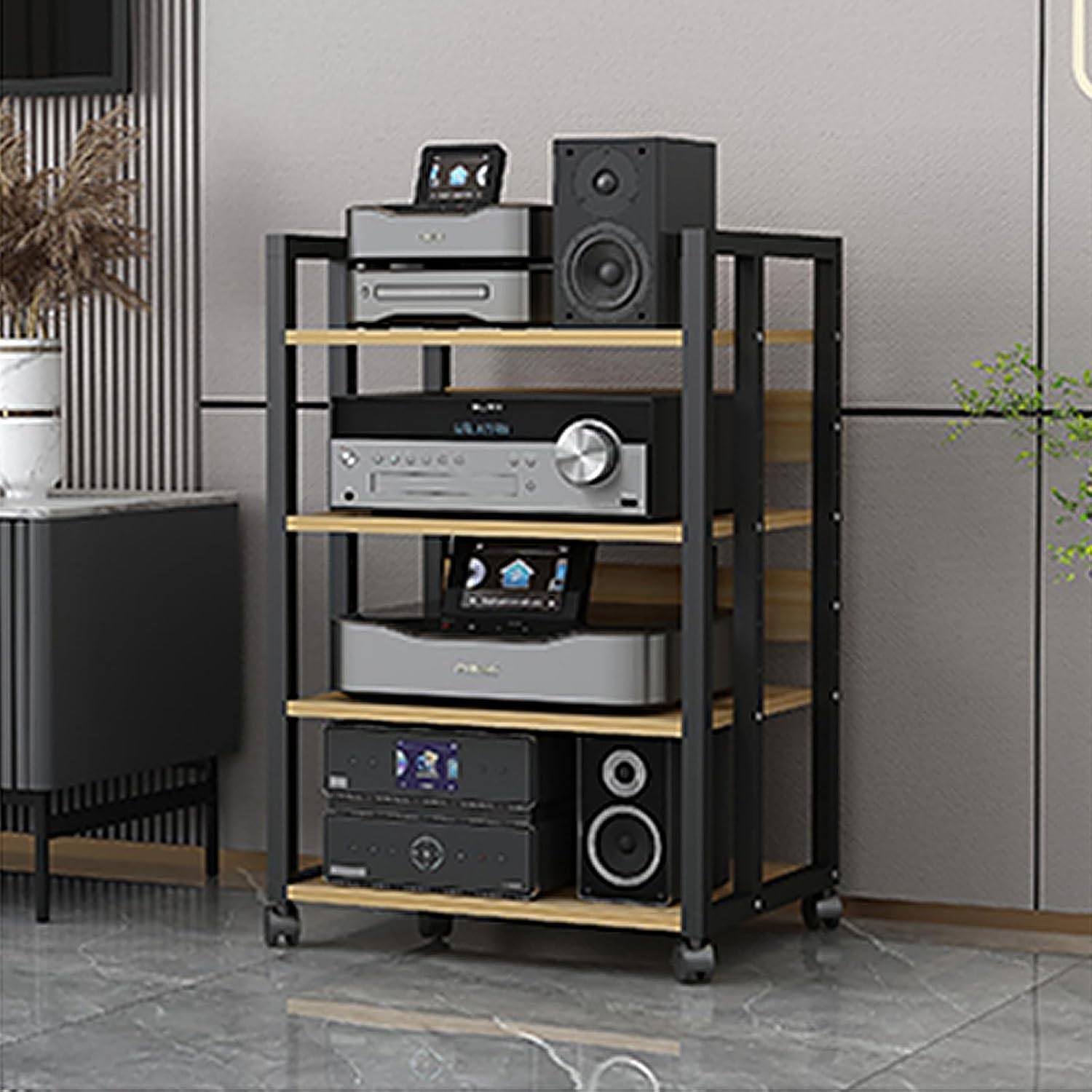 Amazon.com: KUKIXKK AV Media Stand with Wheels, Audio Stand,Record ...