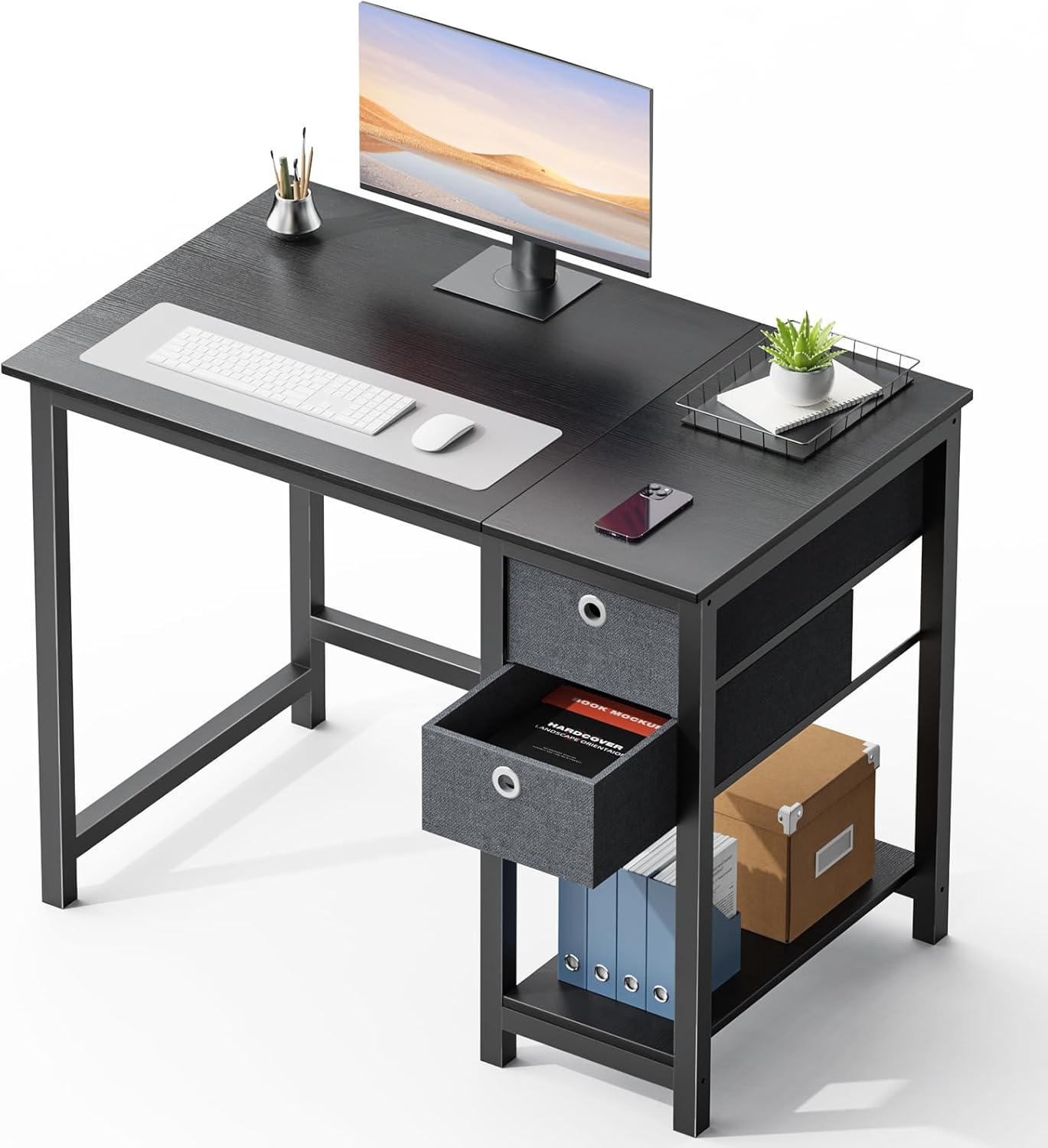 Amazon.com: Desk-Computer Office Desk with Drawers 40 Inch Small ...