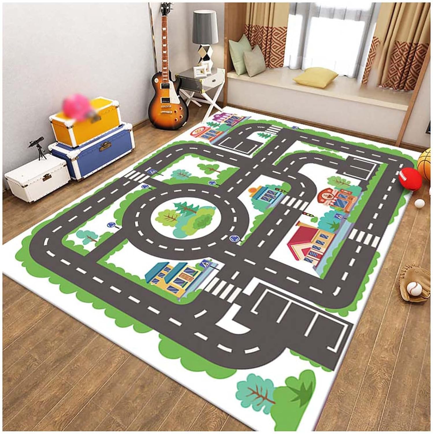 Amazon.com: Play Mat Rugs Road Game Map City Car Vehicle Traffic ...