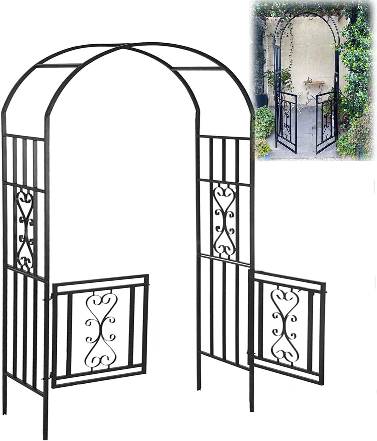 Amazon.com : 82" High X 45" Wide Garden Arch Trellis with Gate, Garden ...