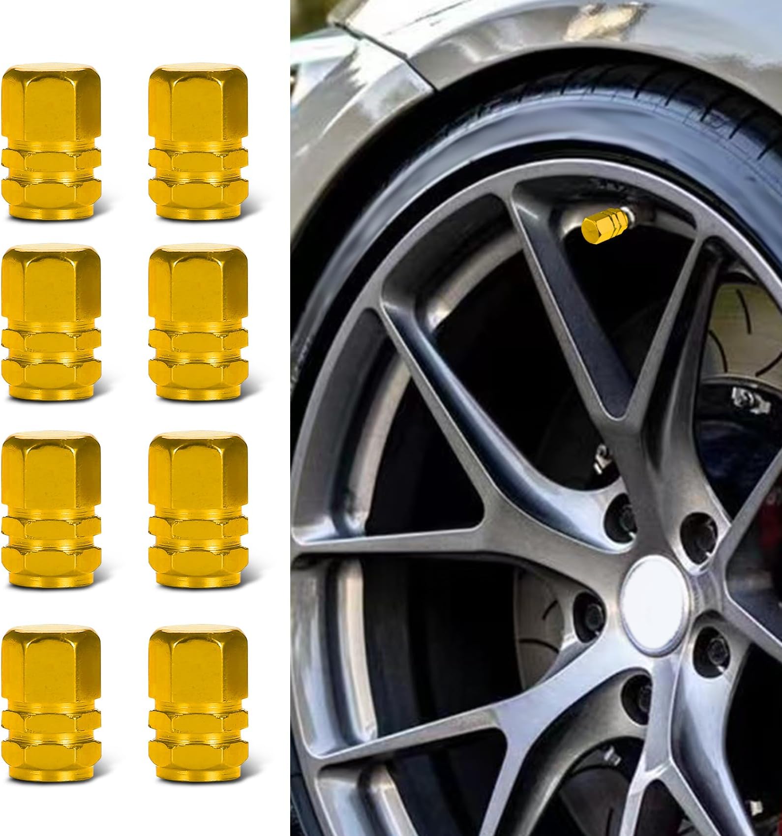 Amazon.com: Tire Valve Stem Cap, Anti-Theft Design Zinc Alloy Stem ...