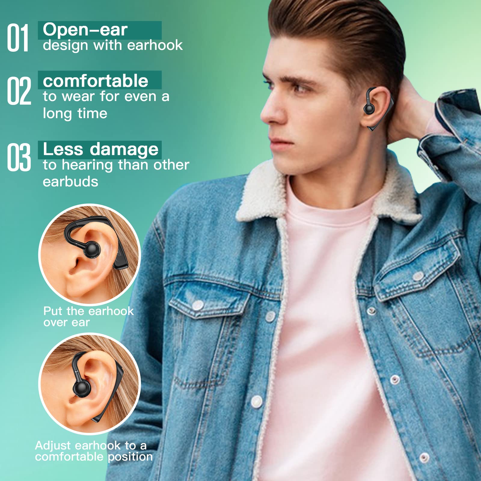 Sports Headphones Open Ear Headphones Bluetooth Single Bone Conduction ...