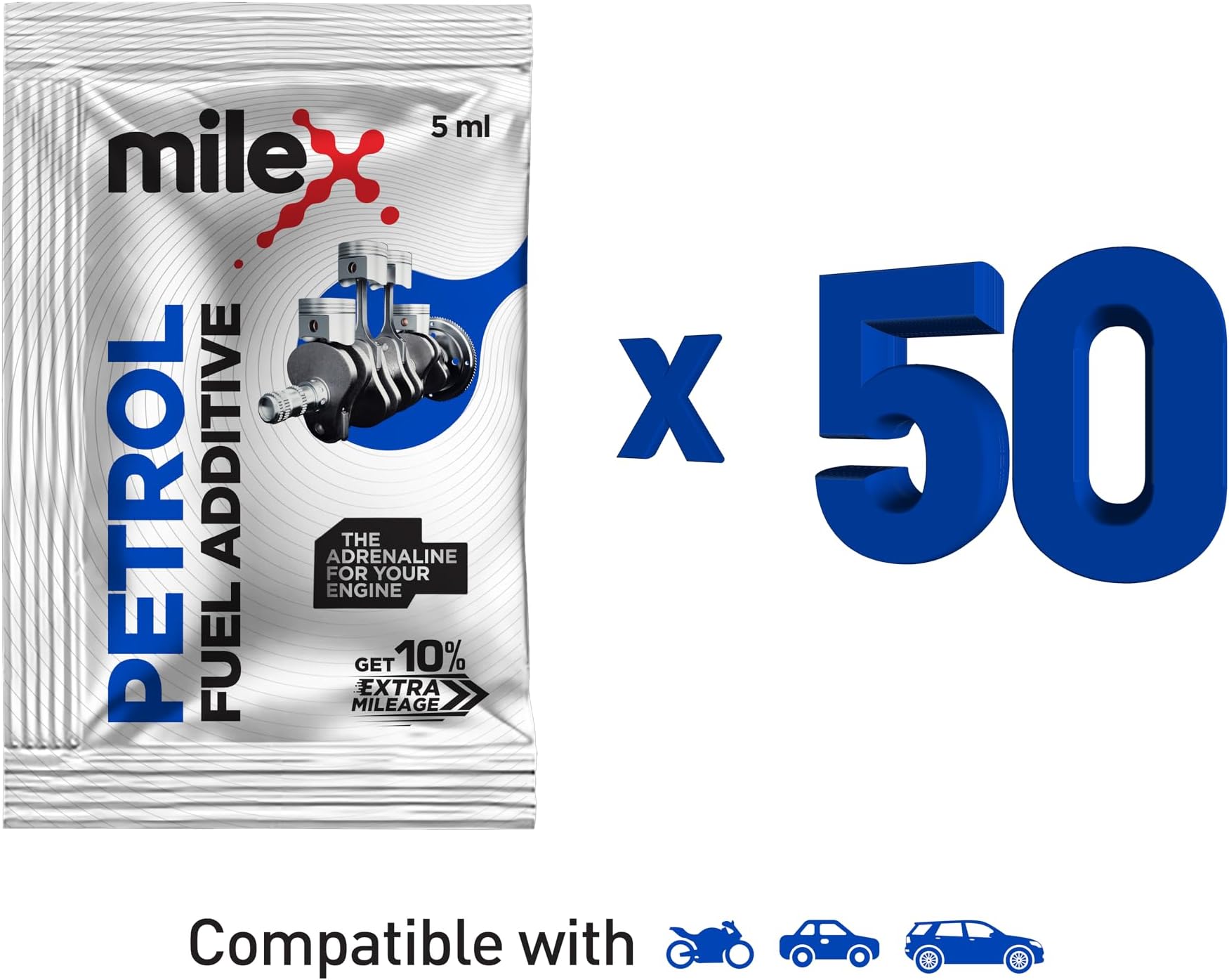 Milex Petrol Additive Sachet - 5ml X 50 : Amazon.in: Car & Motorbike