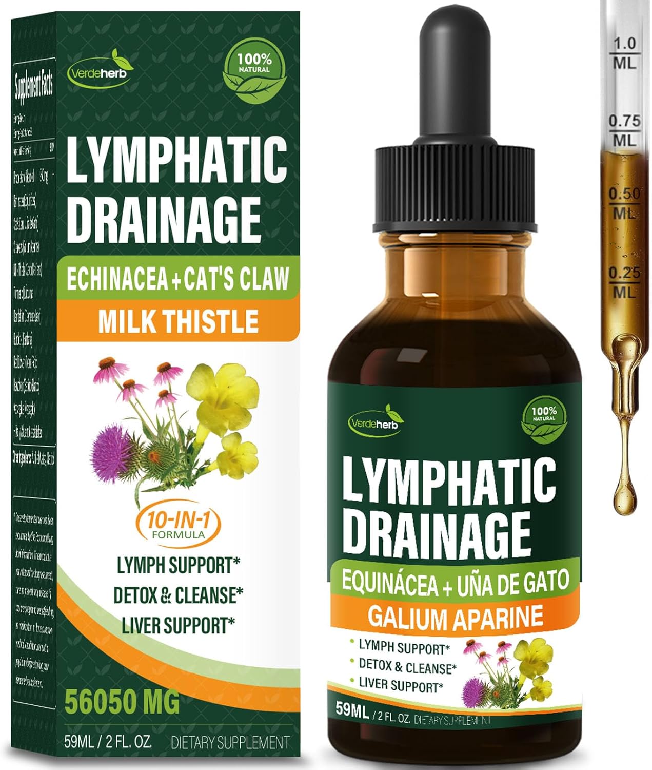 Amazon.com: Verdeherb Cleavers Lymphatic Drainage Drops Enhance Lymph ...