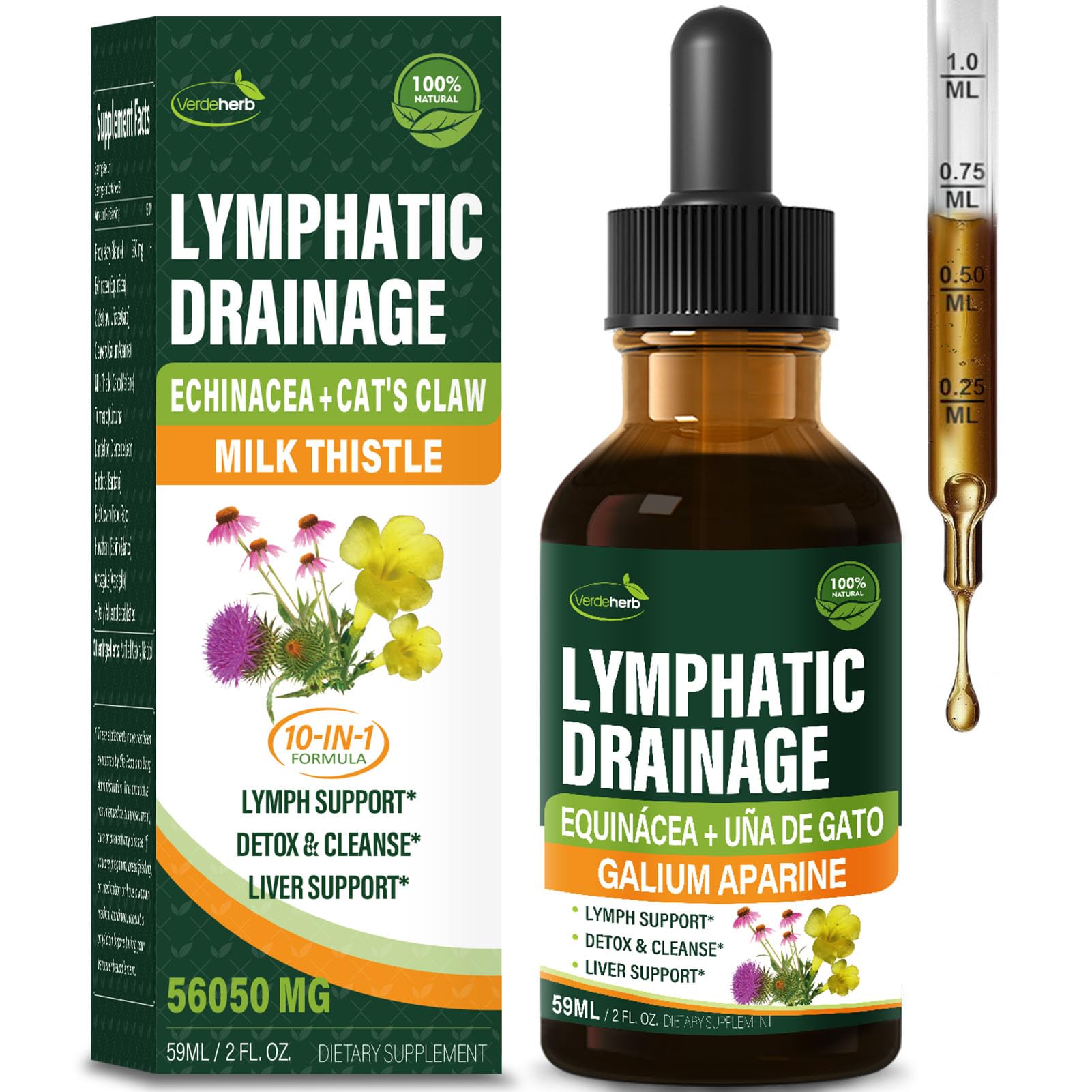 Amazon.com: Verdeherb Cleavers Lymphatic Drainage Drops Enhance Lymph ...