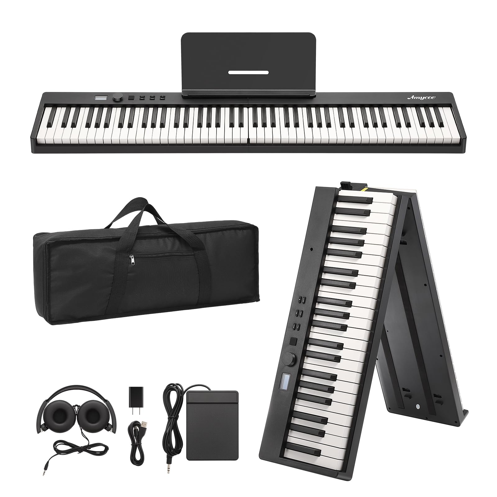 Amazon.com: GarveeLife Folding Piano Keyboard,Full Size 88 Key Semi ...