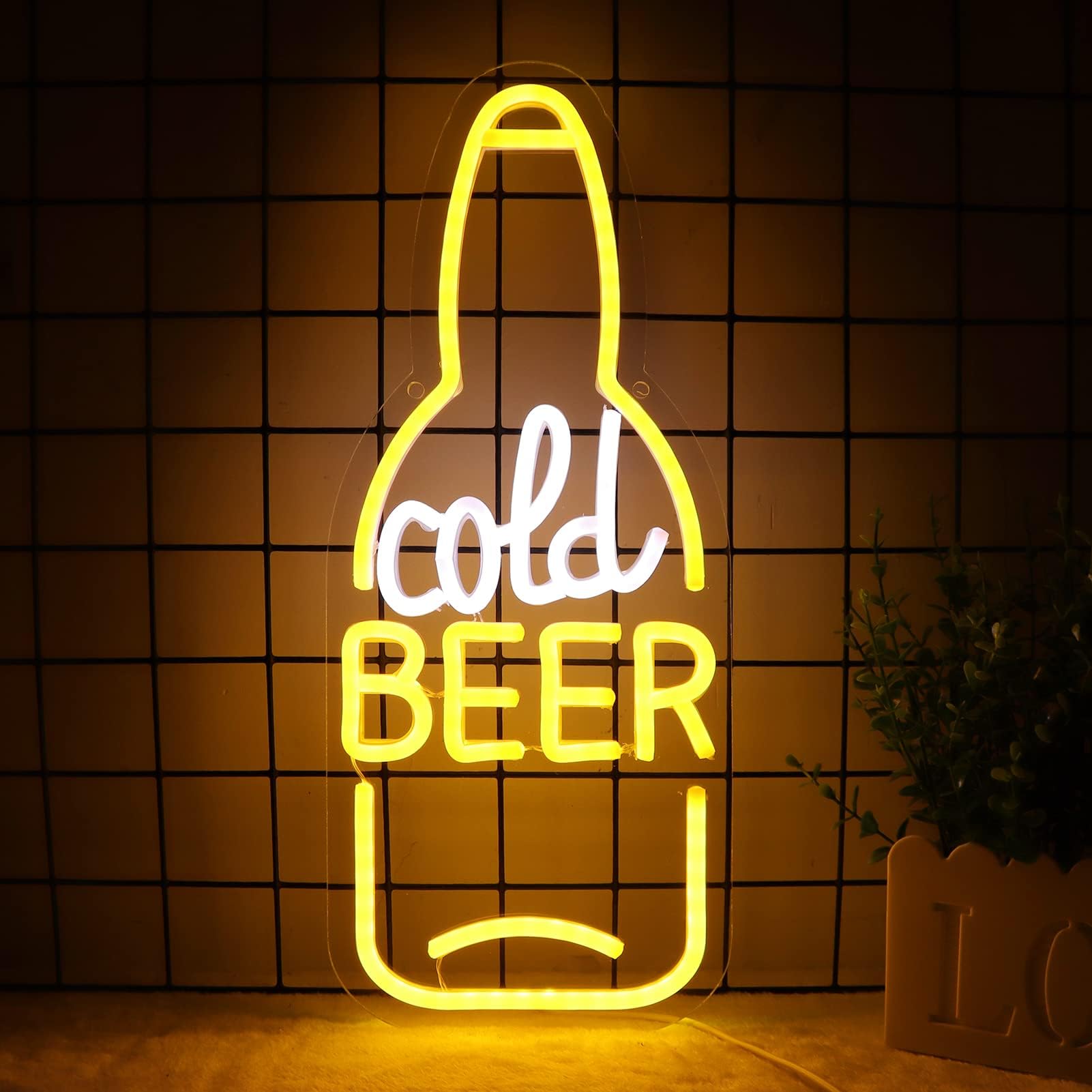 Amazon.com : Ice Cold Beer Double-Sided Marquee LED Sign With Bottle ...