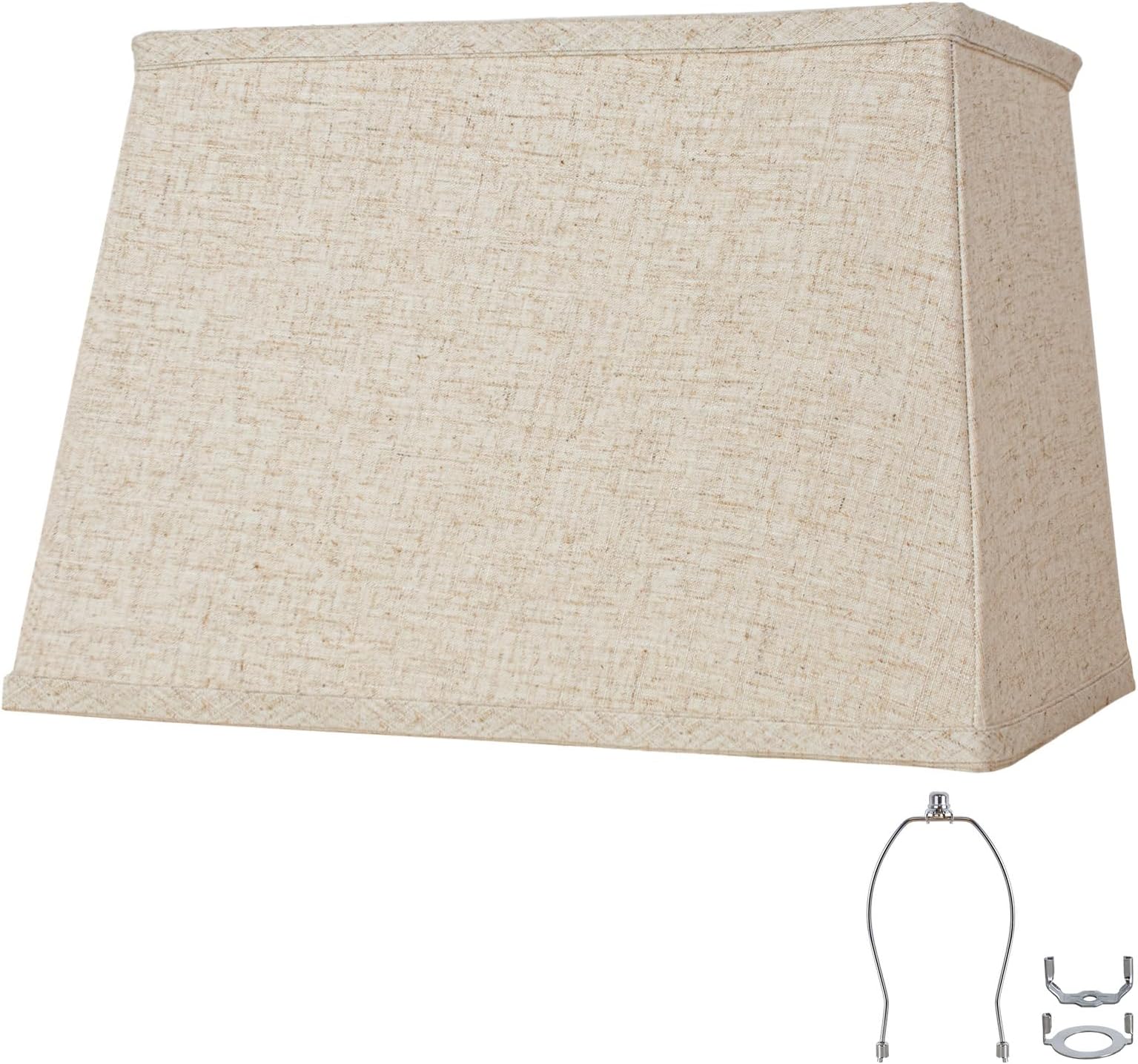 White Large Rectangular Hardback Lamp Shade 16" Wide x 8" Deep x 10 ...