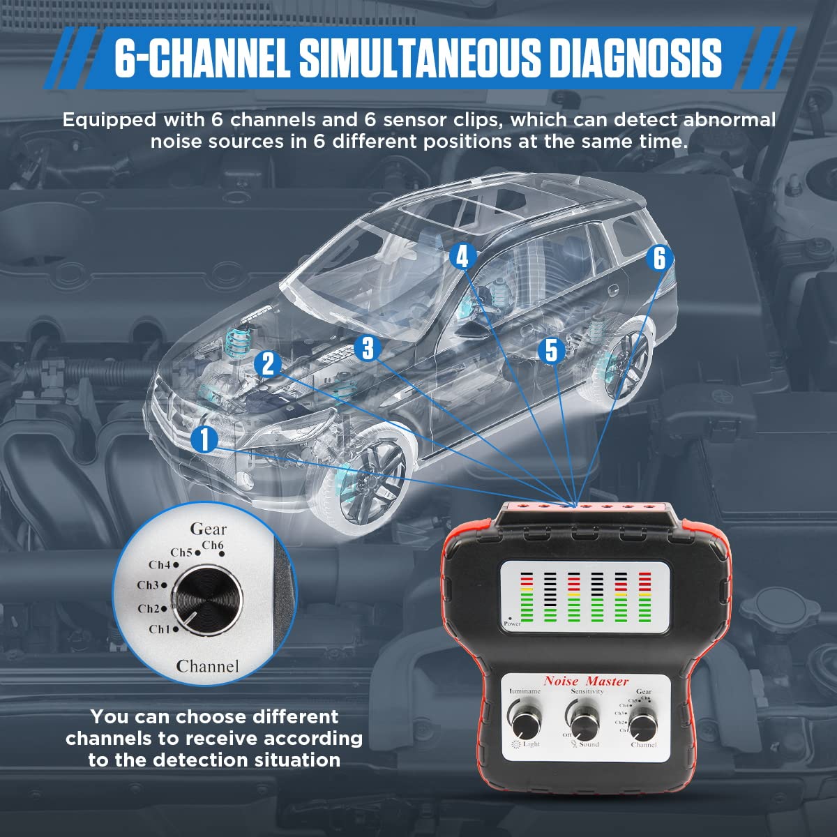 Snapklik.com : Chassis Ears Automotive Electronic Stethoscope 6 Channel ...