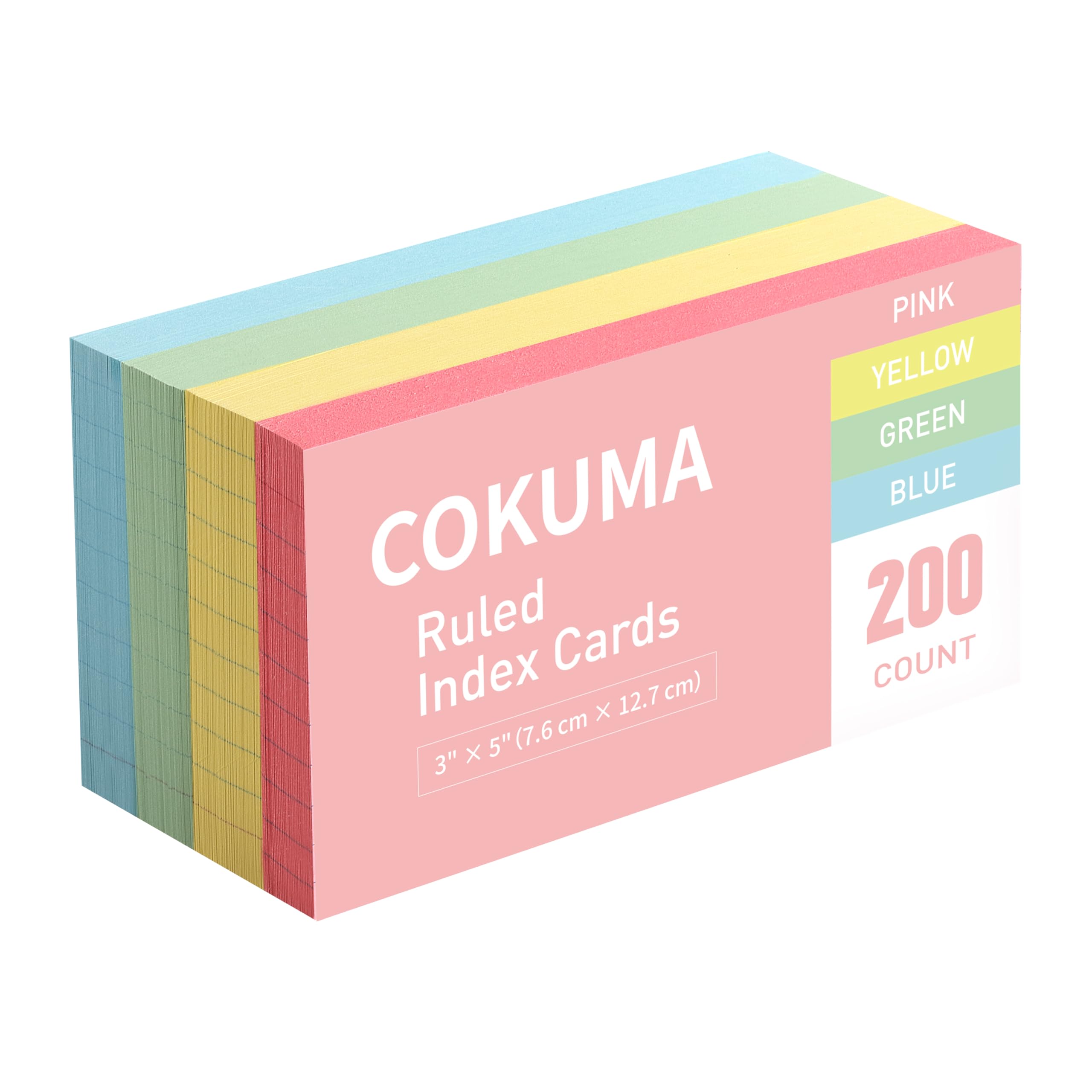Amazon.com : Index Cards 3×5, Colored Index Cards, Ruled Flash Cards ...
