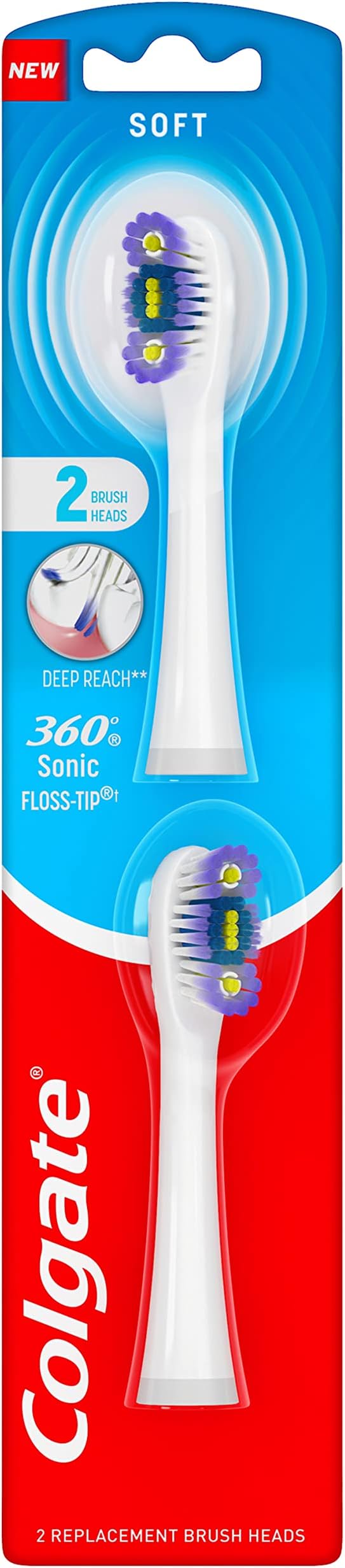 Amazon.com: Colgate 360 Floss Tip Battery Powered Toothbrush Refill ...
