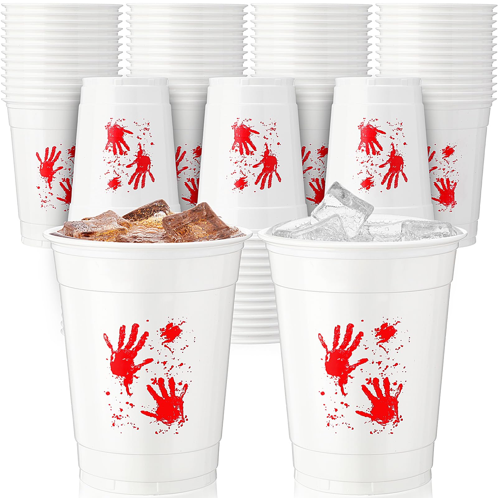 Snapklik.com : Meanplan 100 Pcs Halloween Plastic Cups 12 Oz Blood Hand ...
