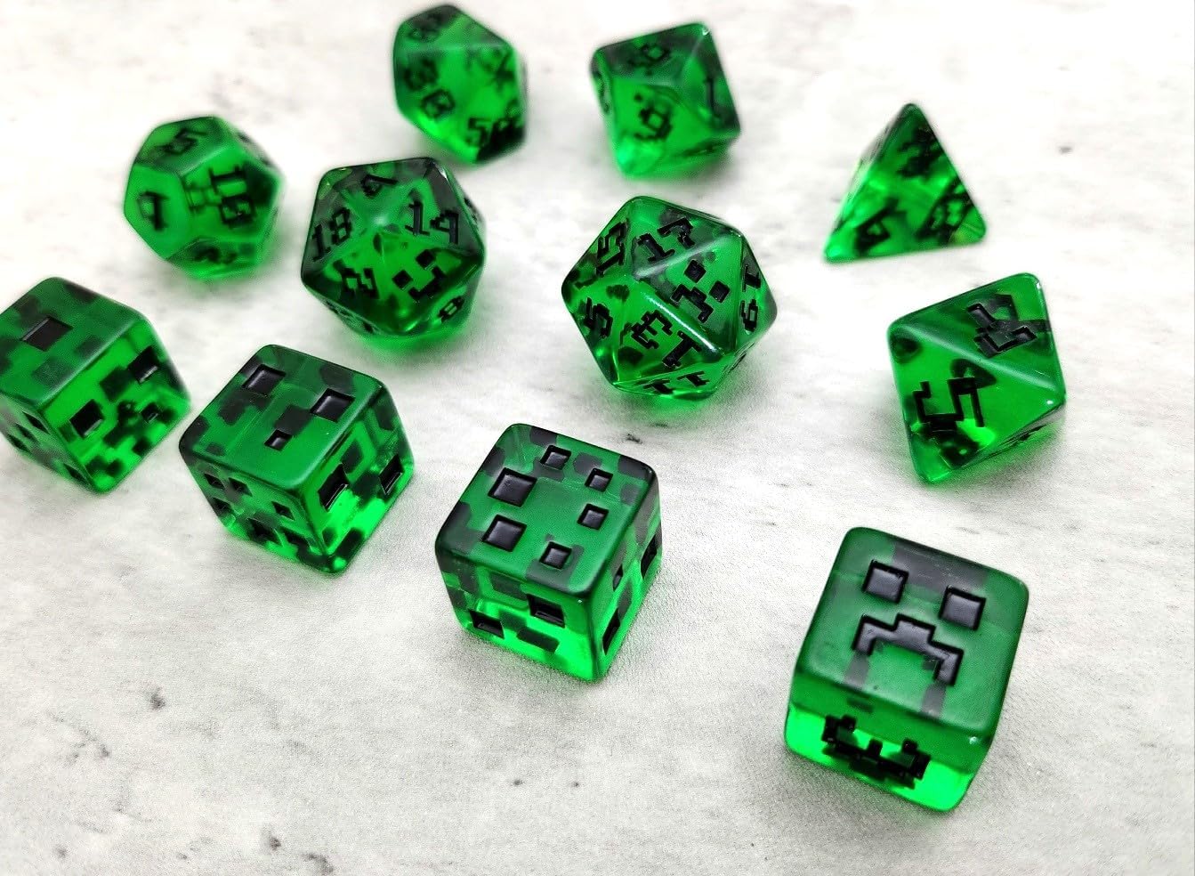 Amazon.com: Generic Polyhedral Pixel Green DND Dice Set for Dungeons ...