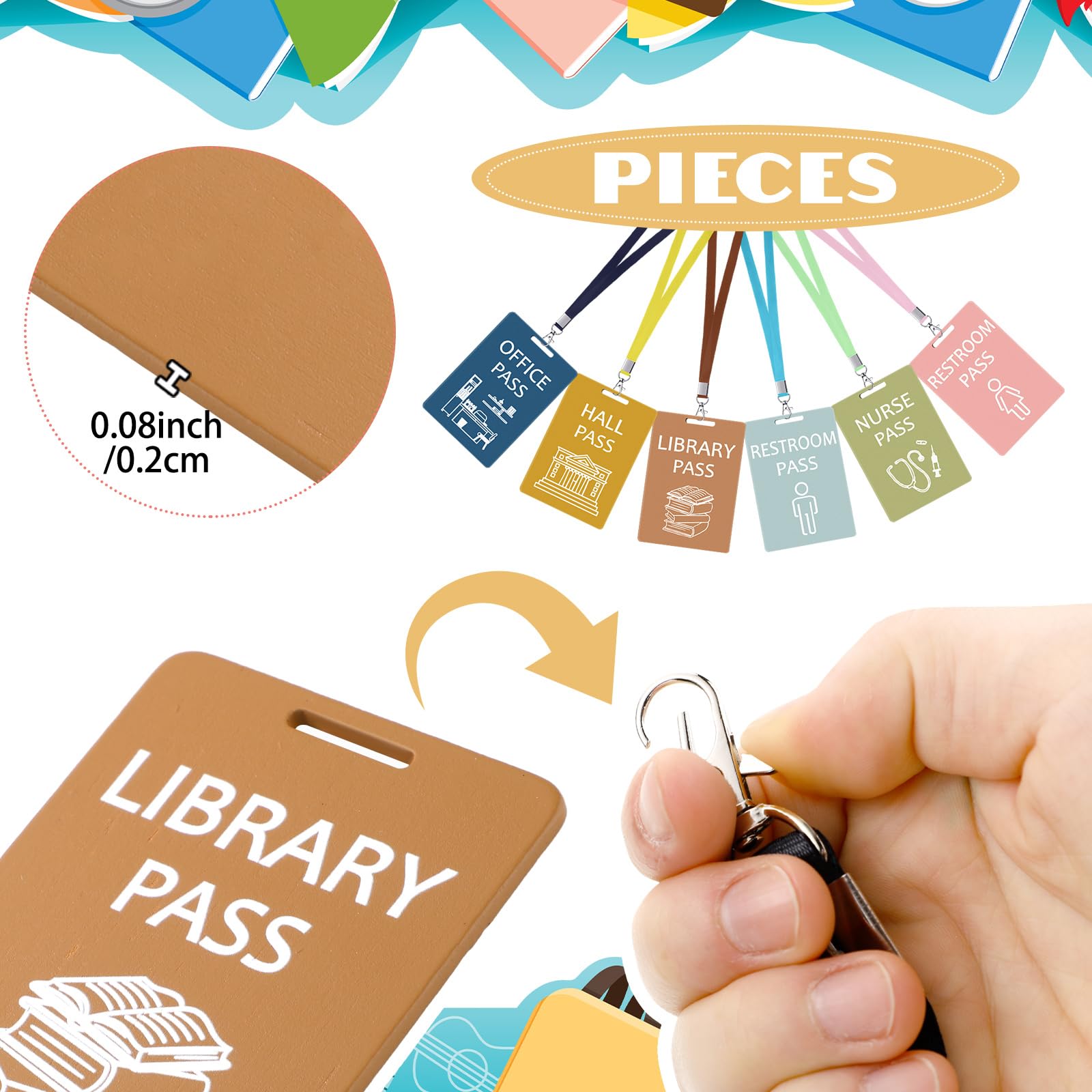 Snapklik.com : Sabary 6 Sets Hall Pass Lanyards And School Passes Set ...