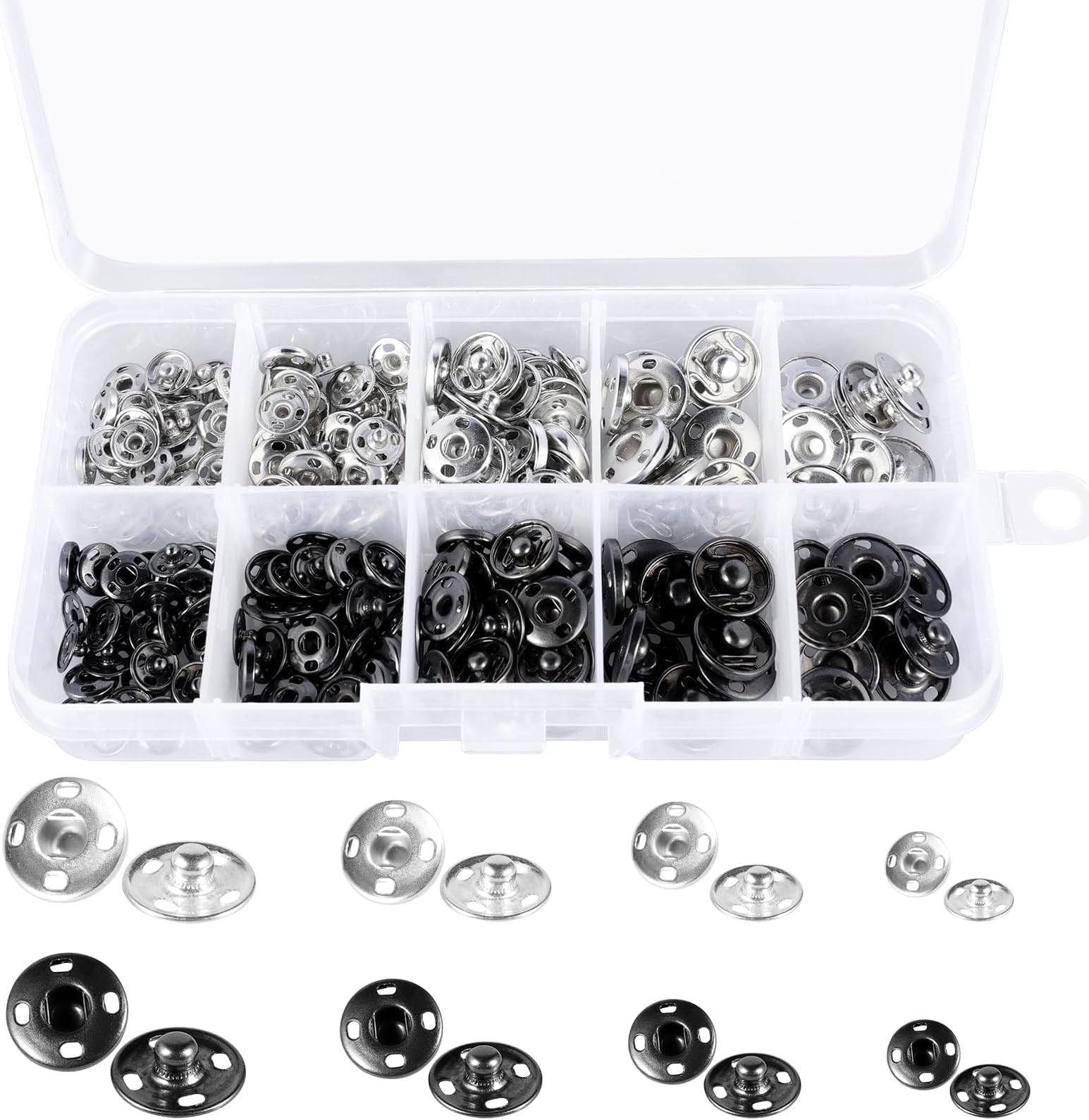 Hemline H420.99 Nickel Brass Rust Proof Sew On Snap Fasteners 6,7,9 ...