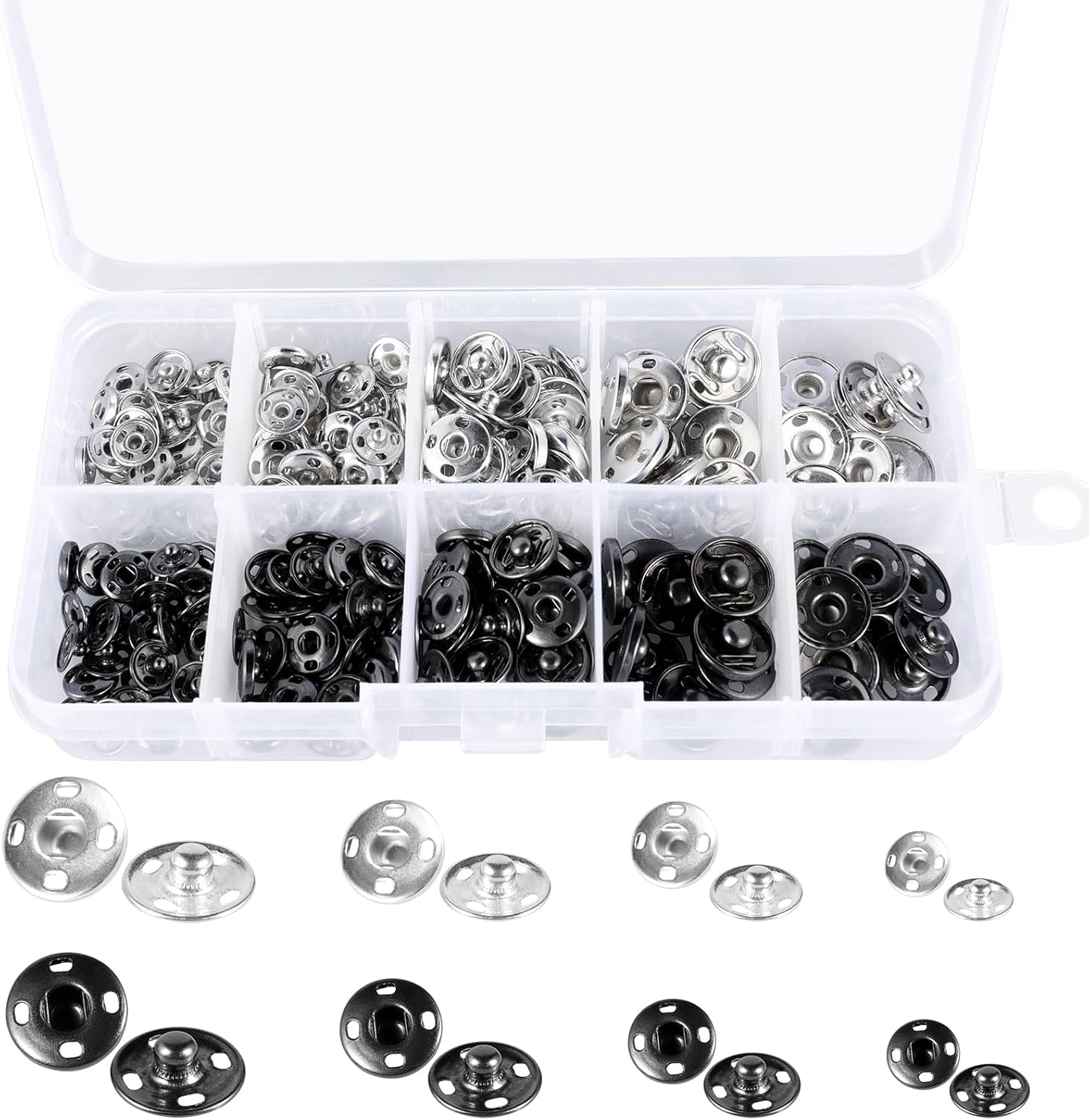110 Set Metal Snap Buttons, Snap Fasteners Metal Press Studs Sew on ...