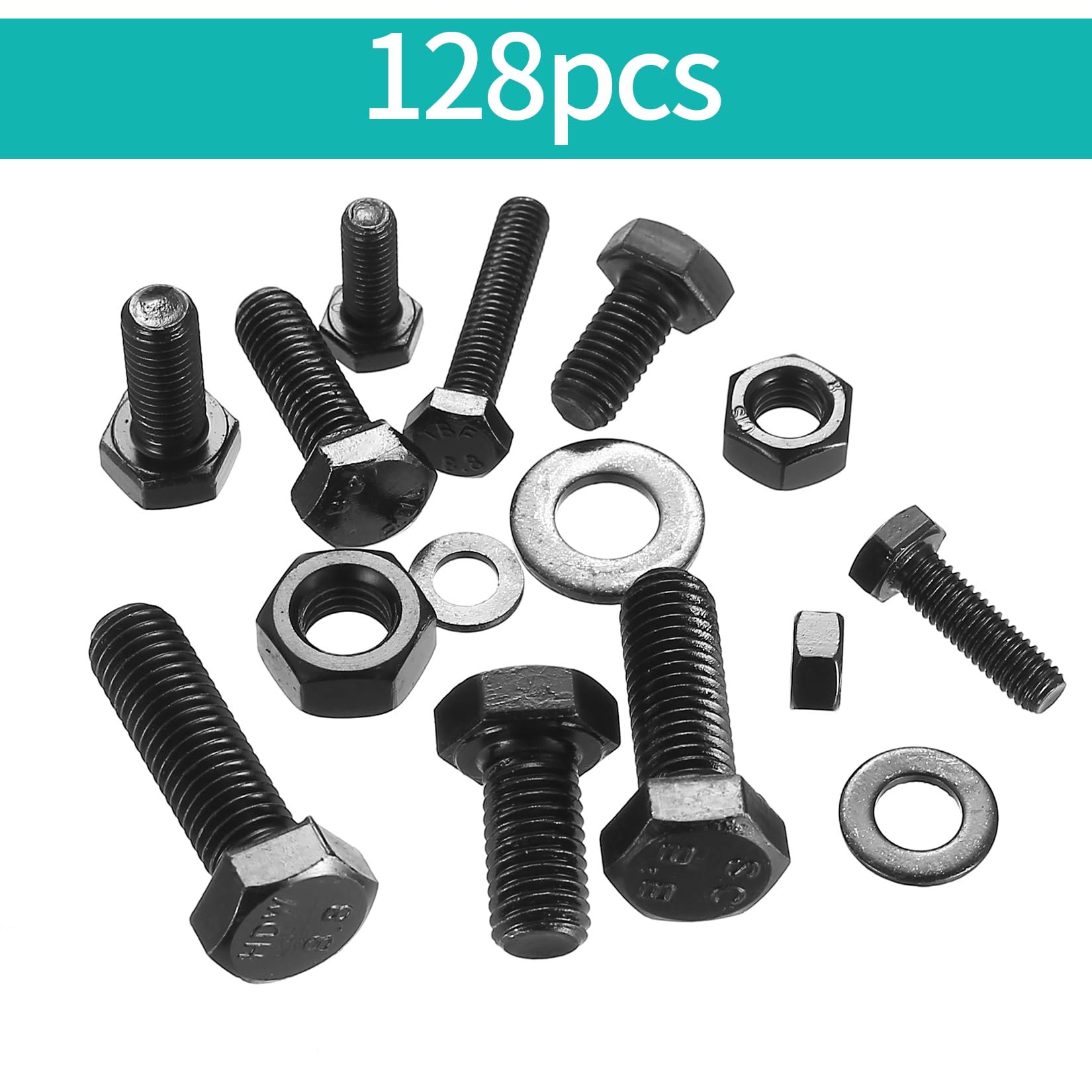 Snapklik.com : 128 Pcs Hex Bolts And Hex Nuts And Washers Assortment ...