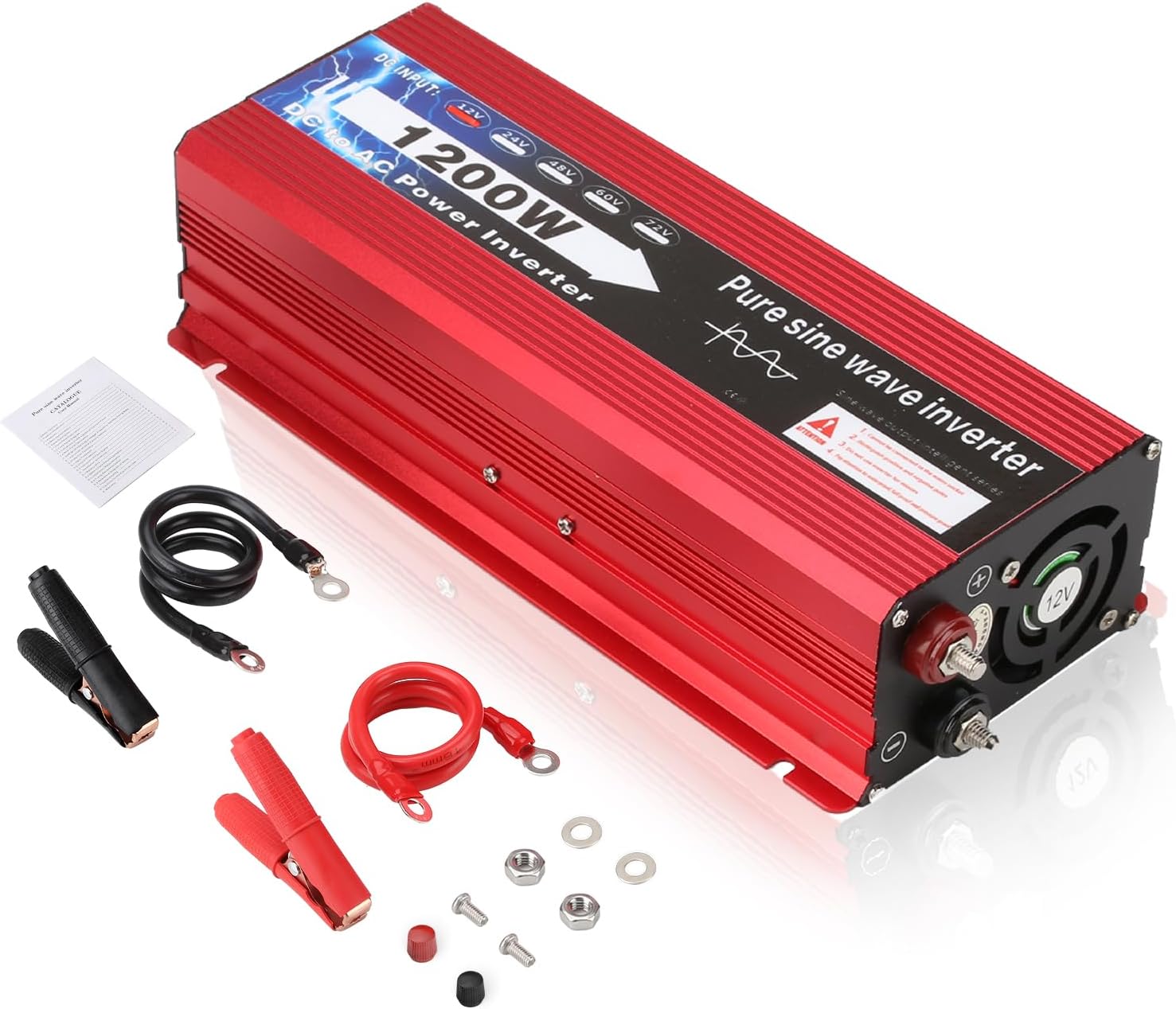 Amazon.com: ROADGIVE 1200W Pure Sine Wave Inverter 12V DC to 110V AC ...