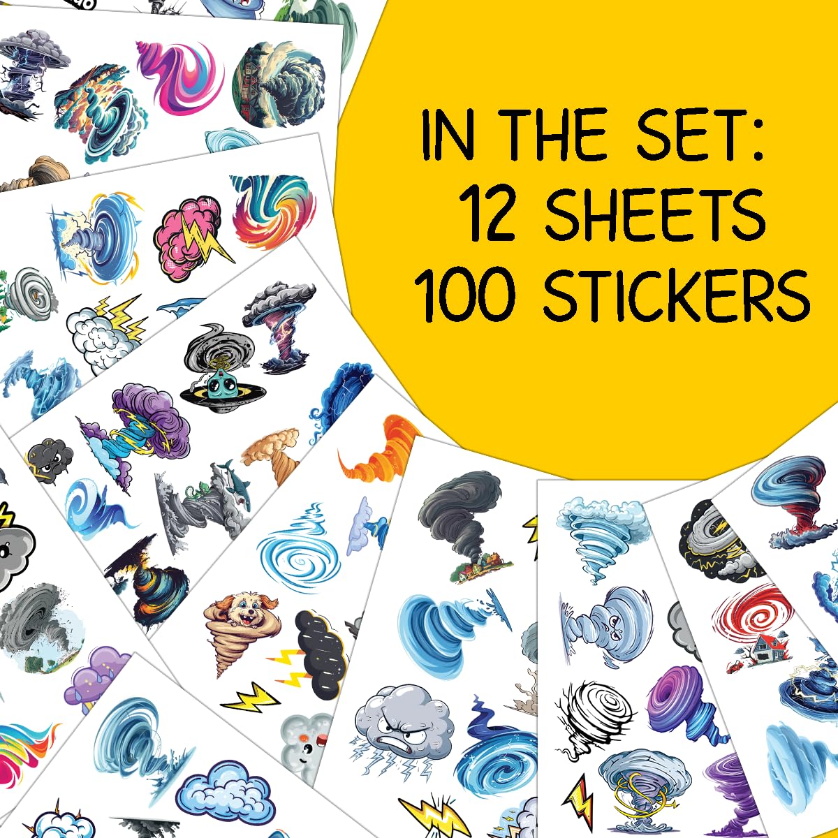 Weather Themed Decals 55 PCS Tornado Stickers Pack - Hurricane Natural ...
