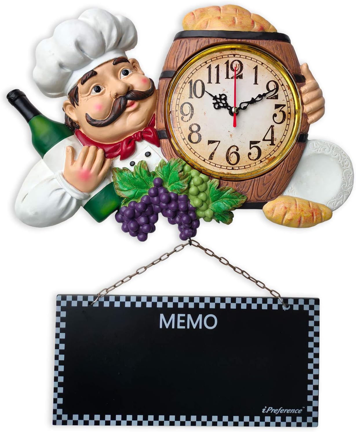 Amazon.com: KiaoTime 13.5 inch Vintage Wall Clock Italian Cooking Chef ...