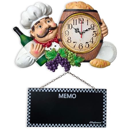 Amazon.com: iPreference 2 in 1 Wall Clock and Black Board with Chef ...