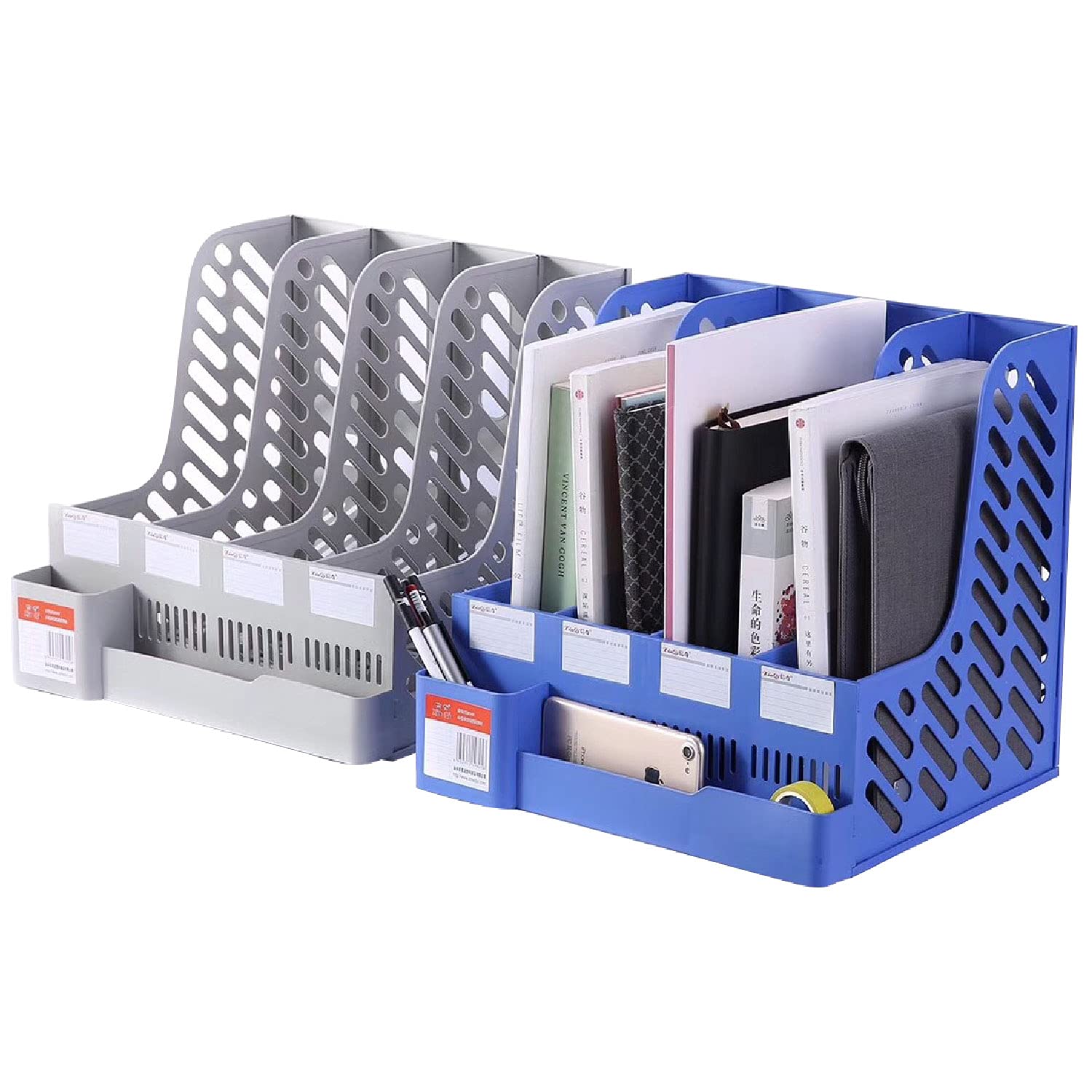 Buy DaKos Plastic 4 Compartments File Rack Paper Holder, Desktop ...