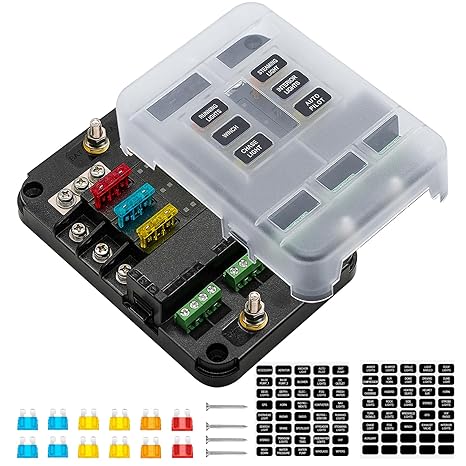 Amazon.com: 12V Fuse Block with Relay, Marine Fuse Panel,Automotive 6 ...