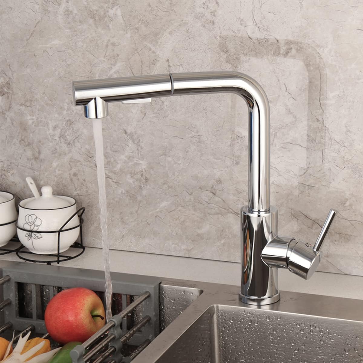 Extendable Kitchen Faucet, 360°Swivel Kitchen Sink Faucets Pull Out ...