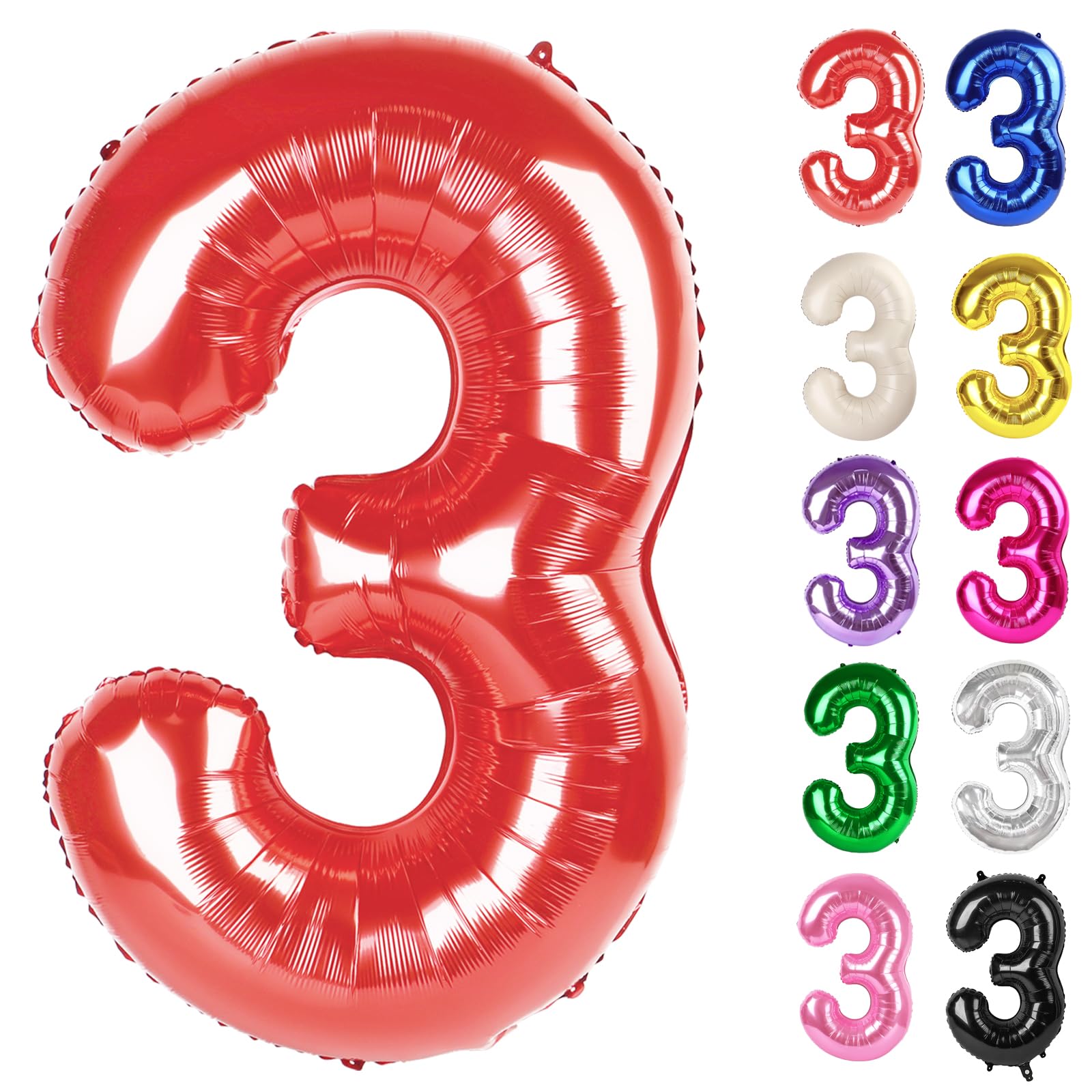 Amazon.com: Red Number 3 Balloon 40 Inch, 3 Balloon Number, 3rd ...
