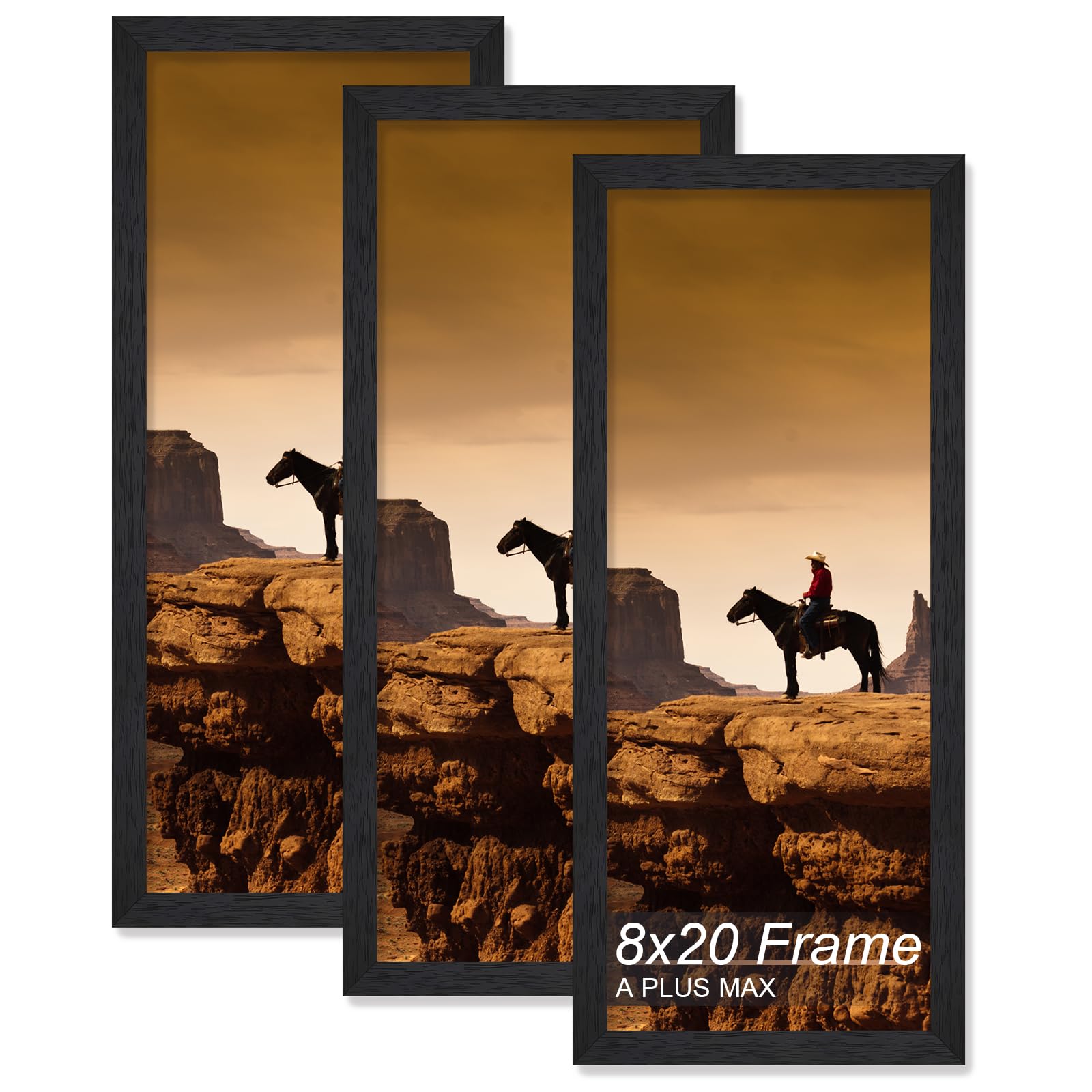 Amazon.com - A PLUS MAX 8x20 Picture Frame Set of 3, Black Engineered ...