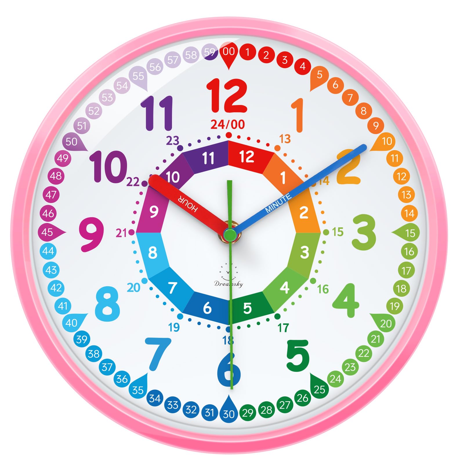 Buy DreamSky Teaching Clock for Kids Learning to Tell Time - Silent ...