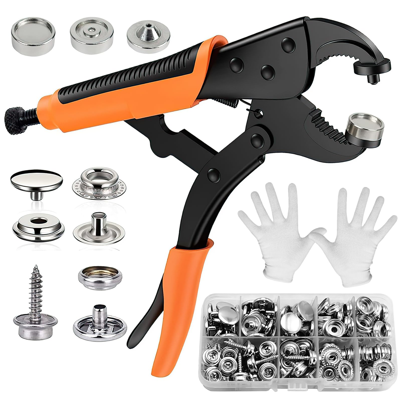 Polegas Heavy Duty Snap Fastener Tool kit, Adjustable Snap Button Plier ...