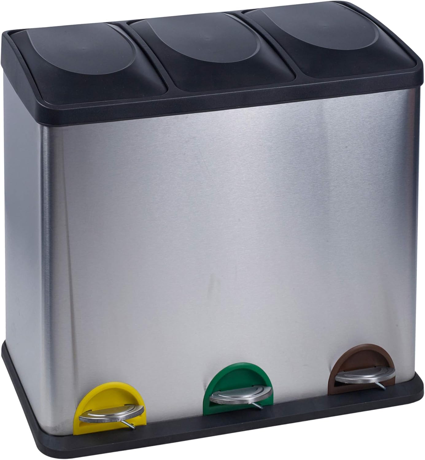 URBNLIVING 40-60L Stainless Steel Recycling Waste Rubbish Bins with 2 ...