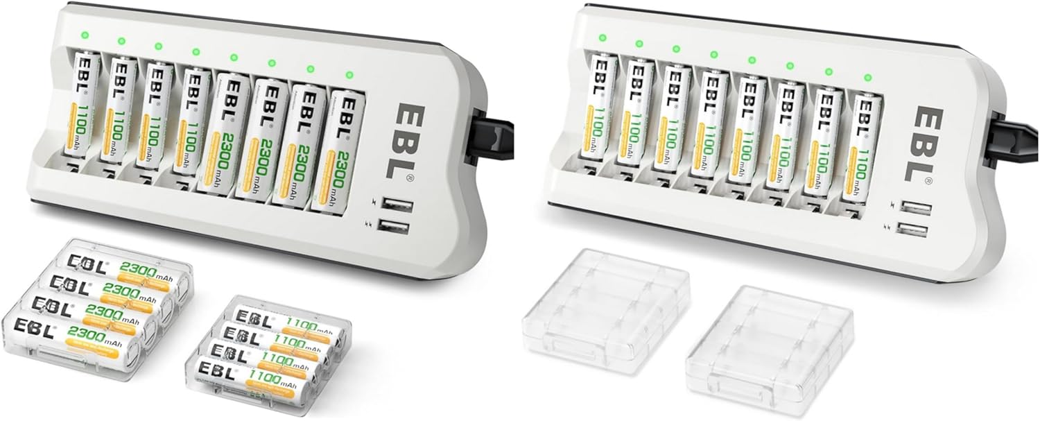 Amazon.com: EBL Smart 8 Bay Battery Charger with 8 Packs AA ...