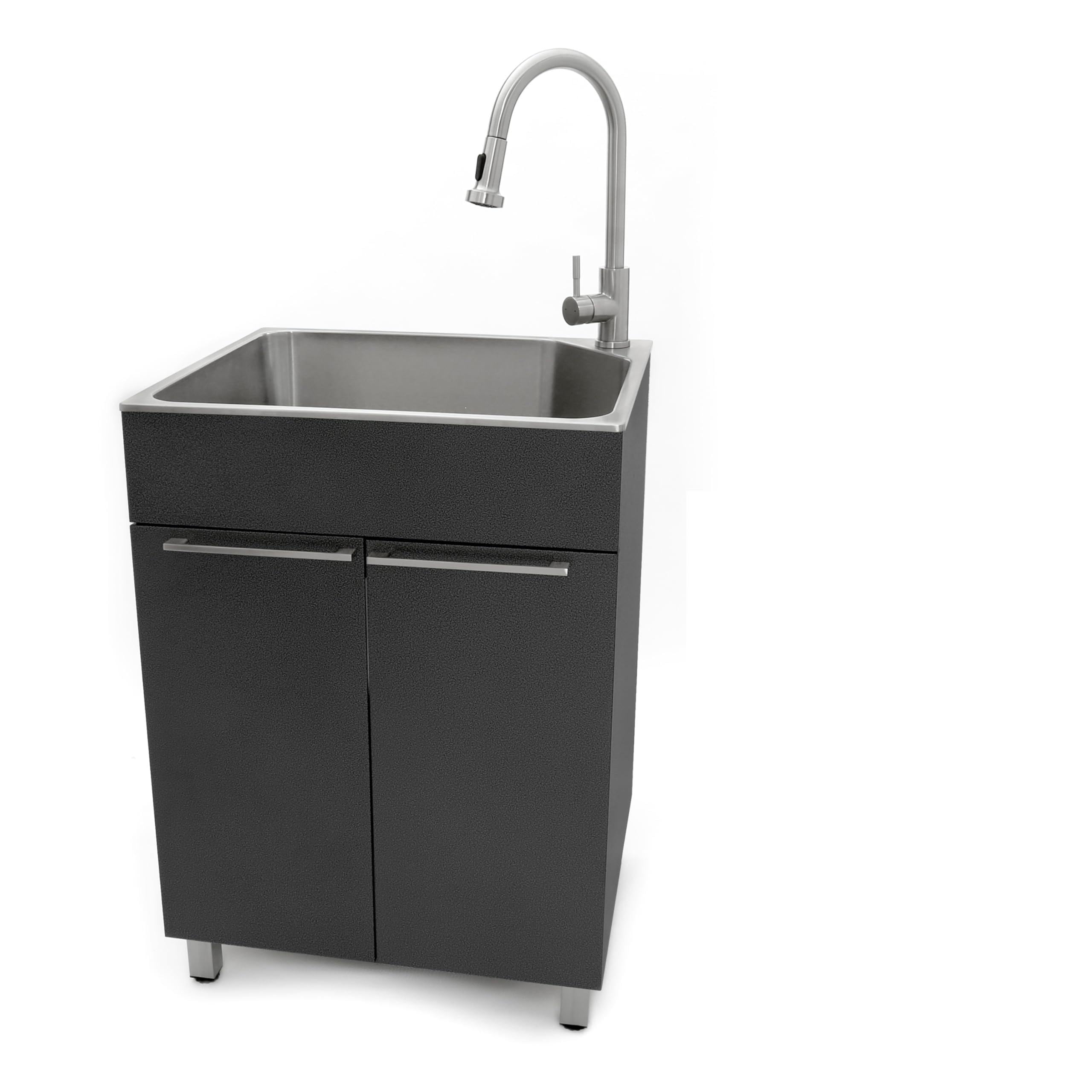 PRESENZA Large W24.1 x D21.3 x H33.8 Stainless Steel Laundry Sink with ...