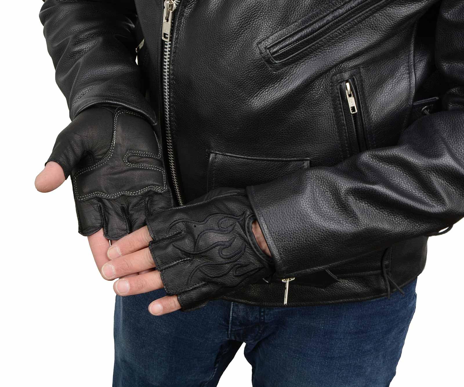 Snapklik.com : Milwaukee Leather SH198 Mens Black Flame Embroidered ...