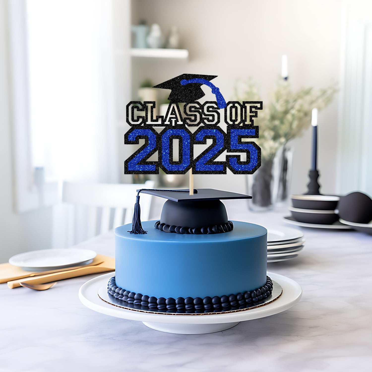 Snapklik.com : Blue Glitter Class Of 2025 Cake Topper - Congrats Grad ...