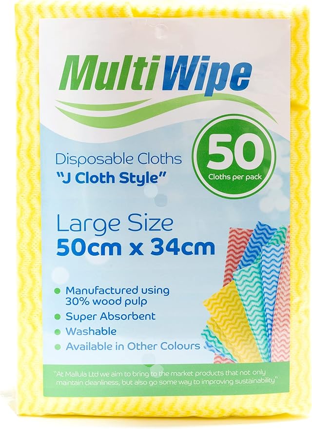 MultiWipe 50 Large yellow disposable cleaning cloths |"J cloth style ...