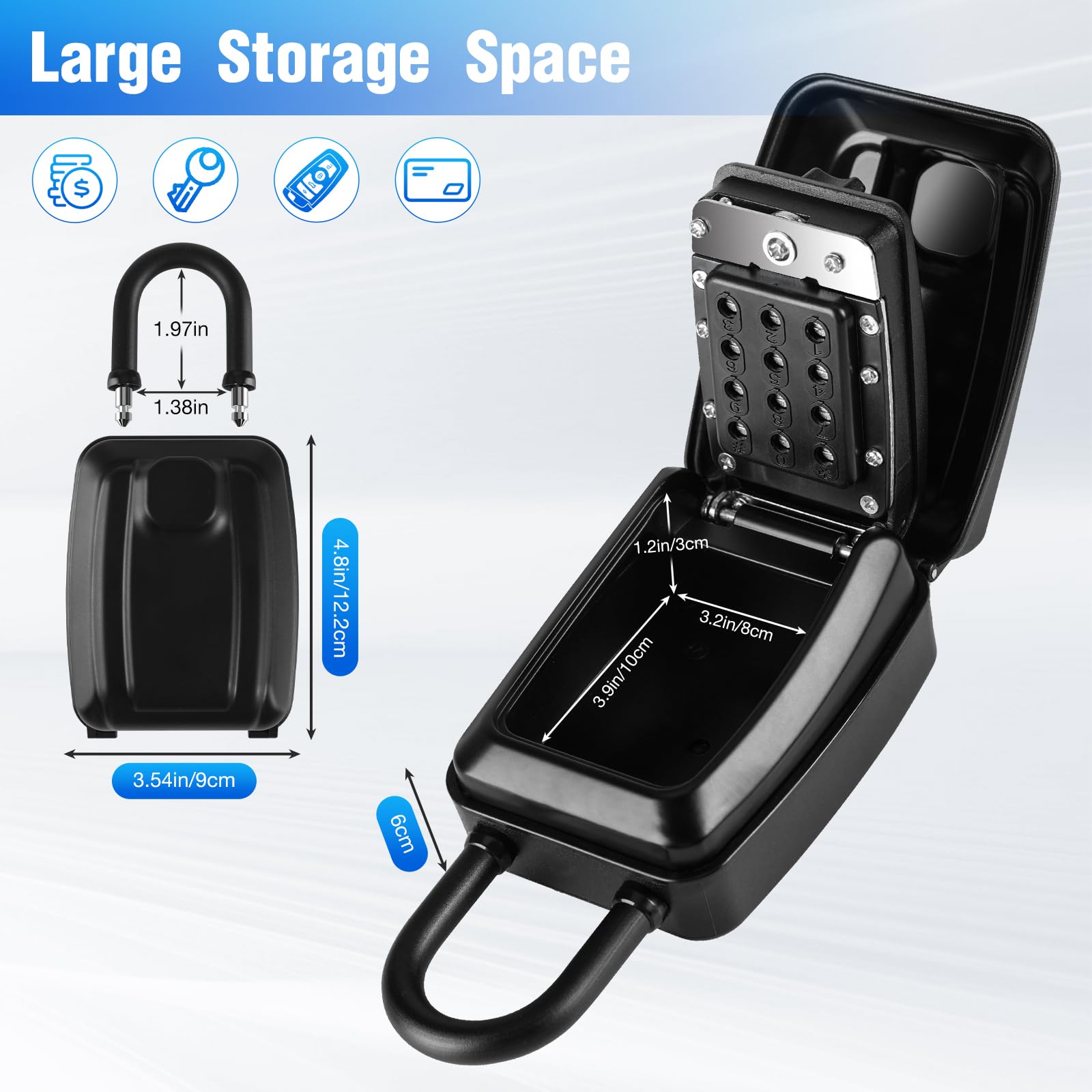 PAIRIER Key Safe with Removable Shackle, Key Lock Box Outdoor ...