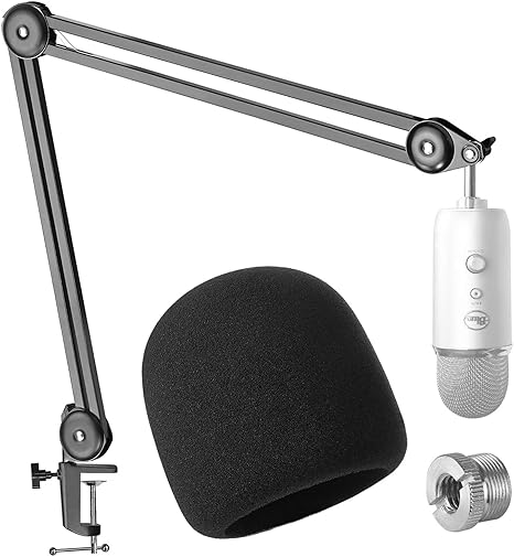 Amazon.com: Blue Yeti Boom Arm Mic Stand with Pop Filter - Professional ...