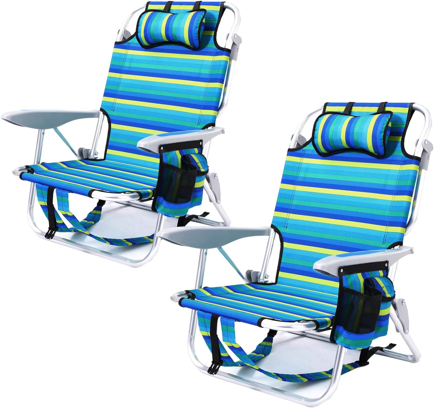 Amazon.com : Canpsky 2PC Portable Beach Chair for Adults, 4 Position ...