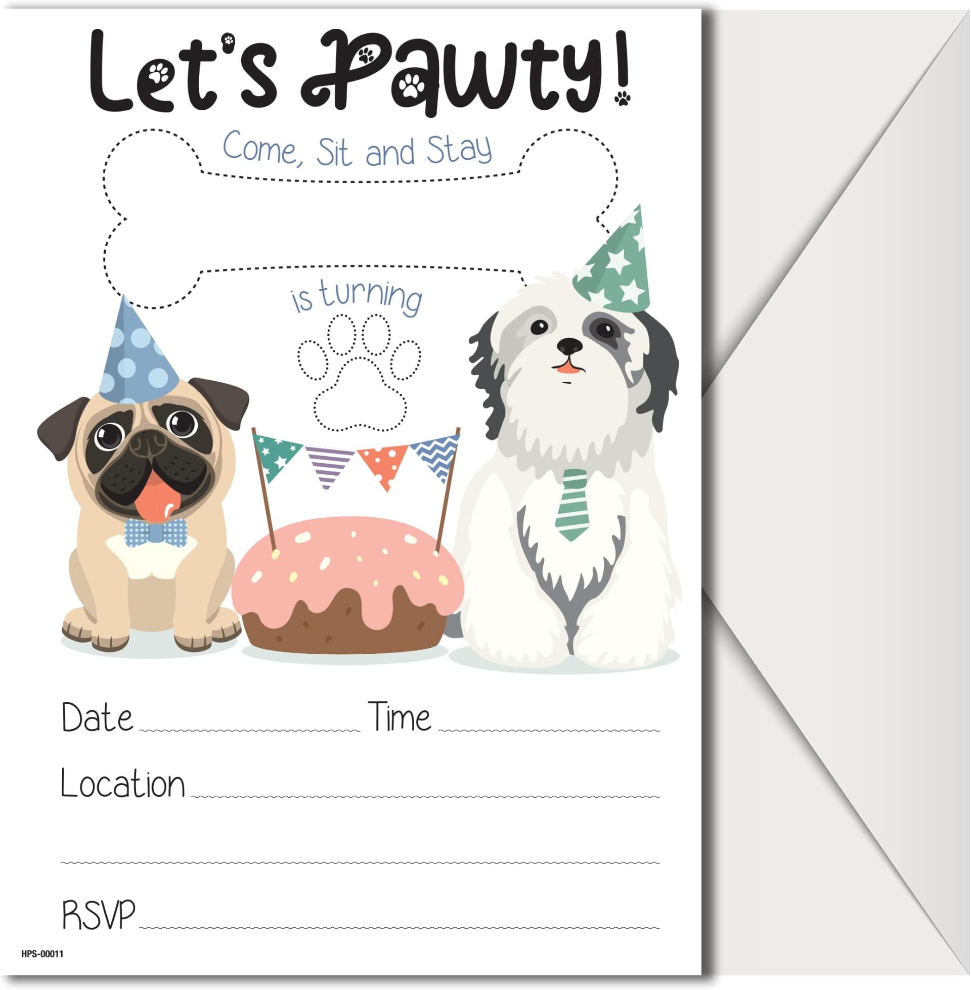 Amazon.com : HEZNZXQ Dog Birthday Party Invitations, Let's Pawty Theme ...