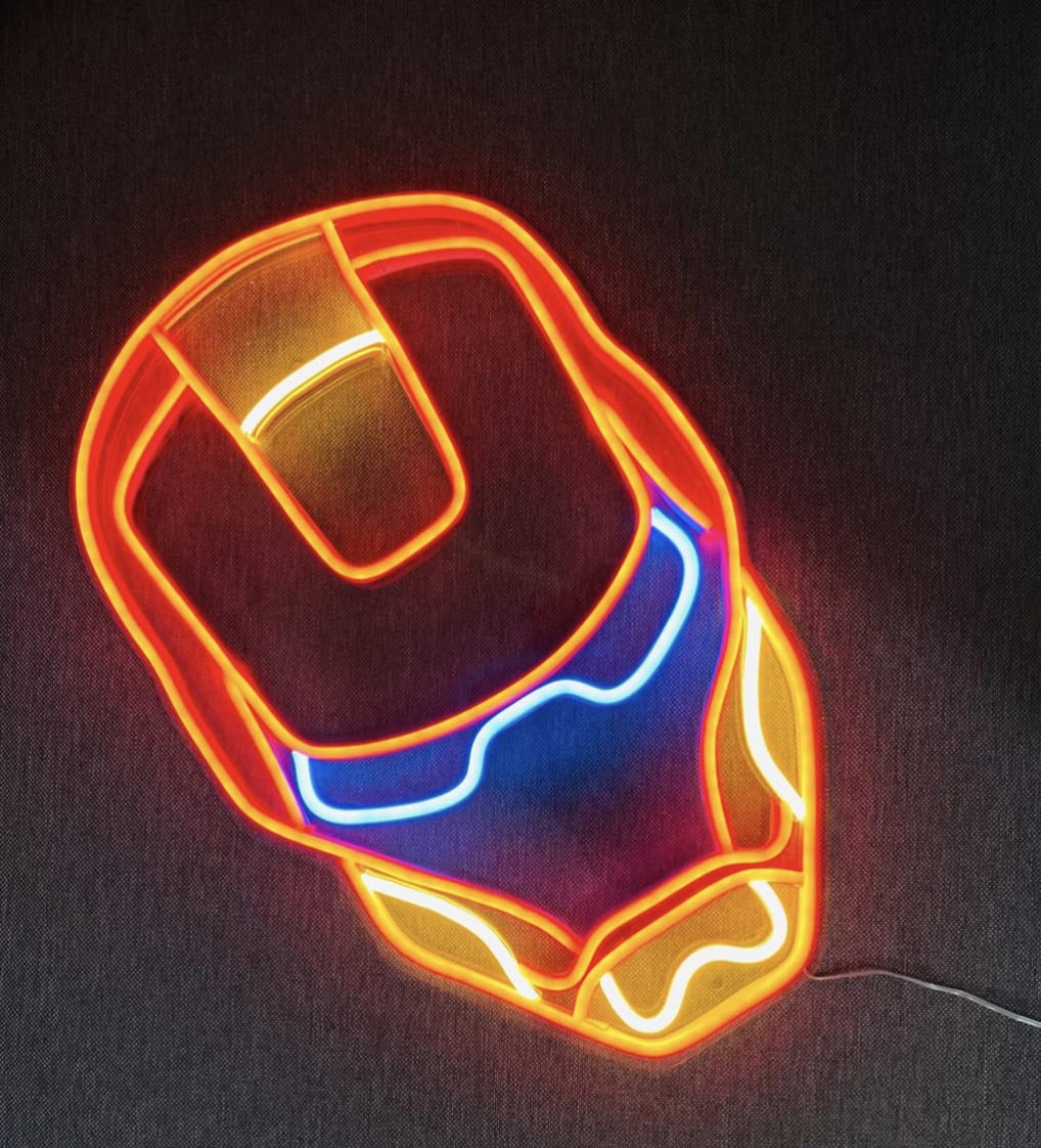 Iron Man Acrylic Neon Signs - Iron Man Face Led Neon Sign/Iron Man Neon ...