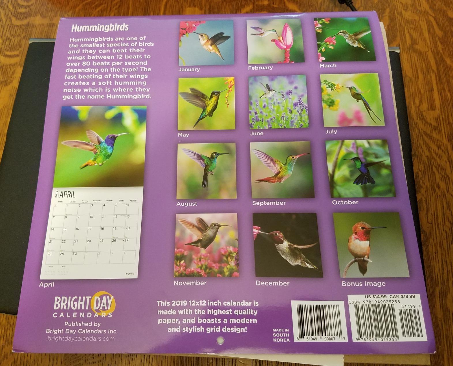 Amazon.com: 2020 Hummingbirds Calendar 16 Month 12 x 12 Wall Calendar ...