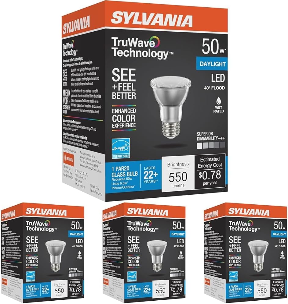 Sylvania LED TruWave Natural Series PAR20 Light Bulb, 50W Equivalent ...